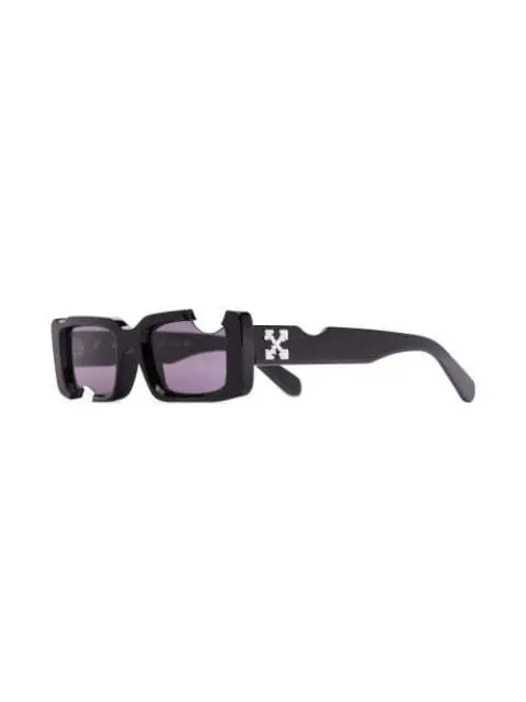 Off-White Cady Cut-Out Rectangular-Frame Sunglasses - 1007 Black